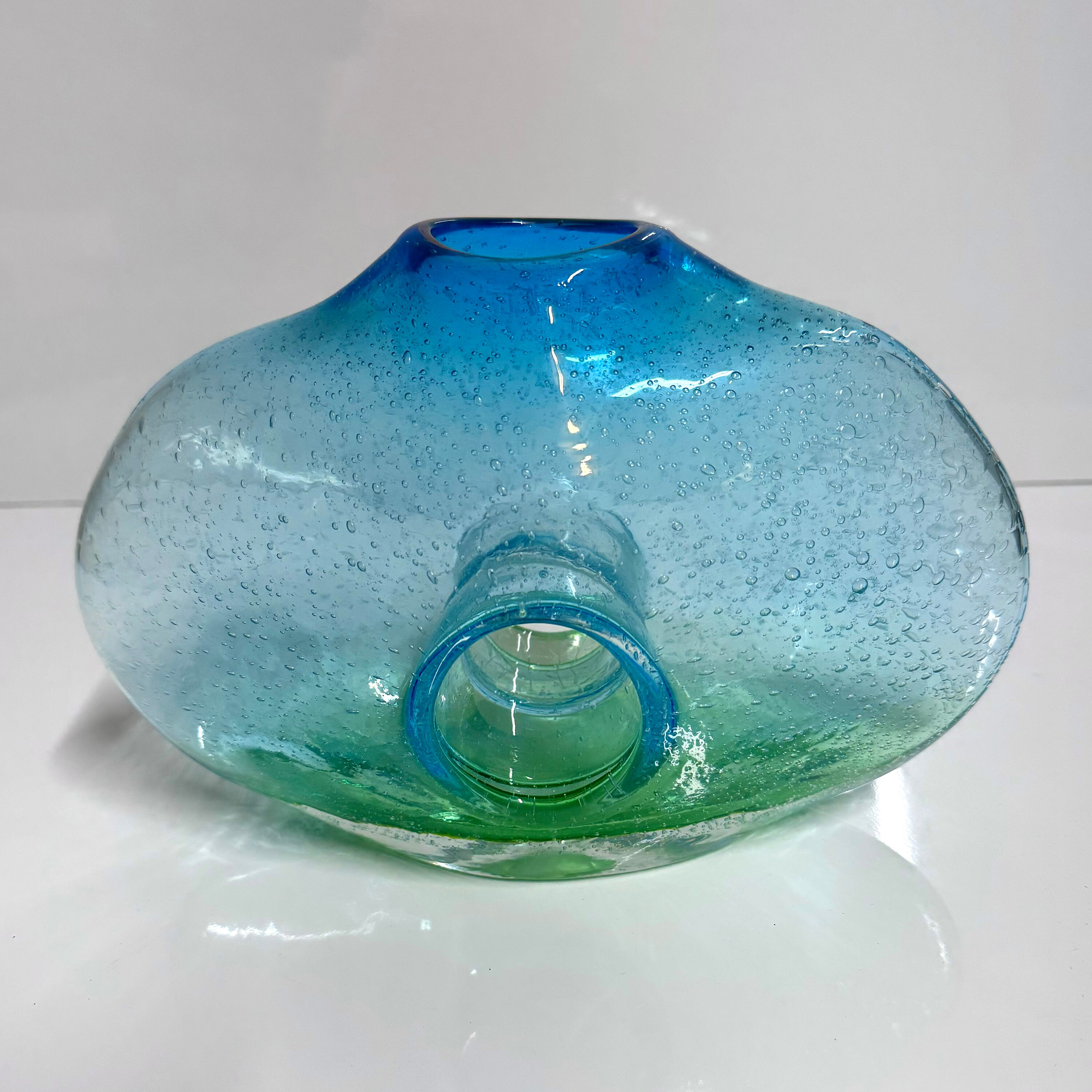 Rare 9” Large Vintage Margie’s Garden Hand Blown Glass Vase Made in ...