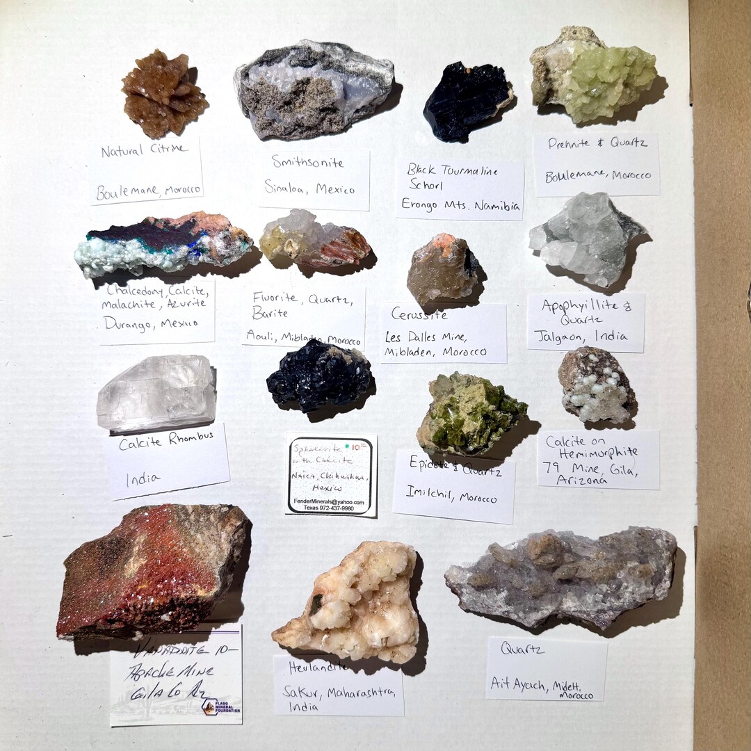 15pc Lot Labeled Crystal Collection 1.2lb Wholesale Mineral Set Citrine ...