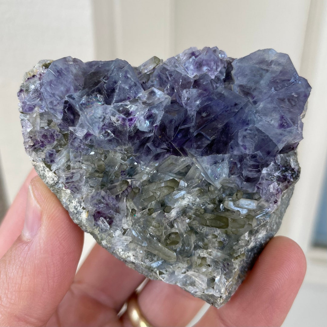 Rare 2.6 Museum Quality Bicolor Fluorite W/ Quartz Crystal Cluster 114g ...