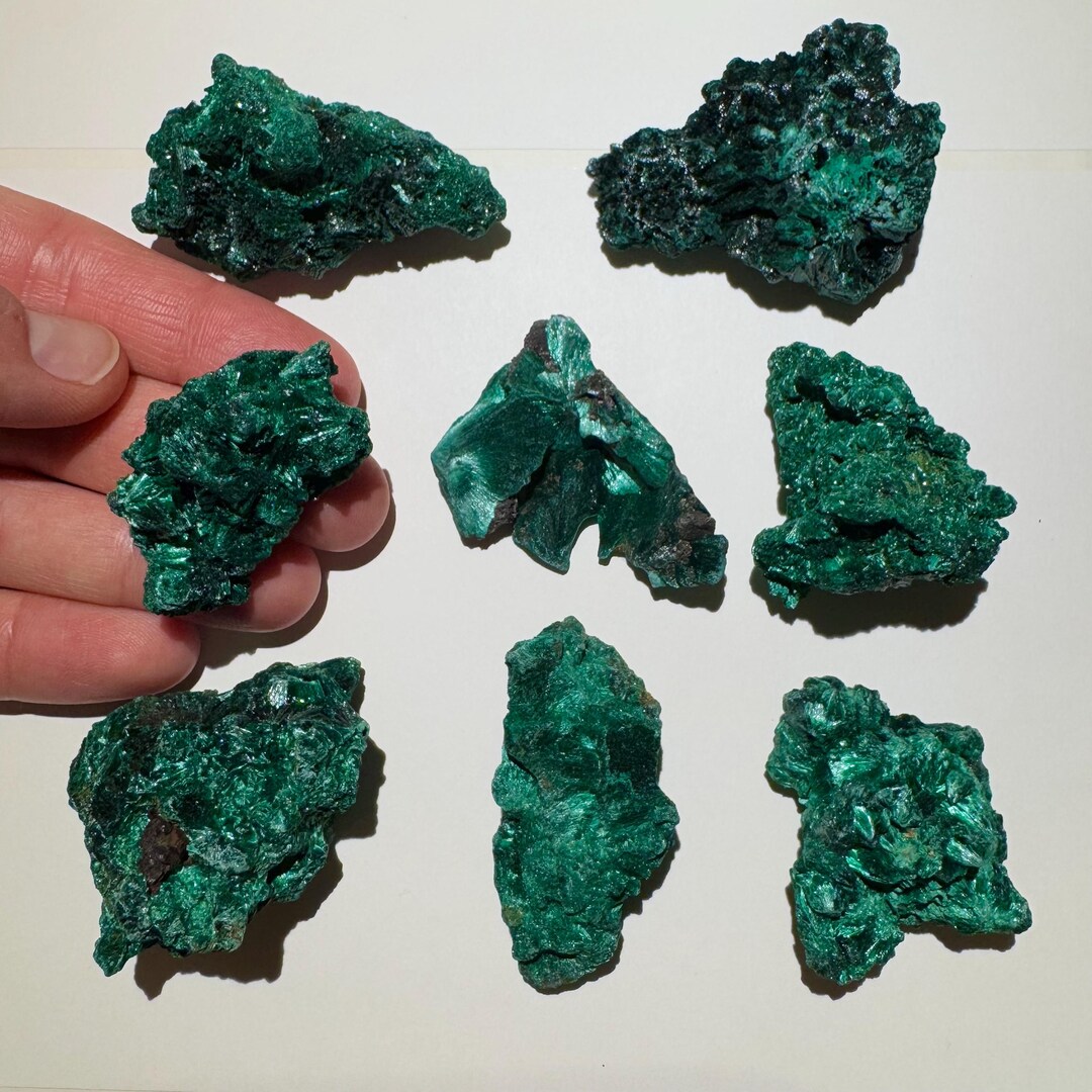 8pc Lot Rare Fibrous Malachite Crystal Set 257g 1.52.1 Wholesale Mineral Specimen Set Katanga ...