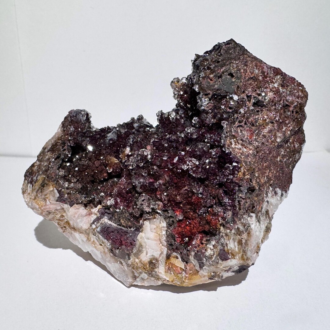 Rare 3.4” Galaxy Druzy Red Hematite Quartz & Barite Crystal Cluster ...