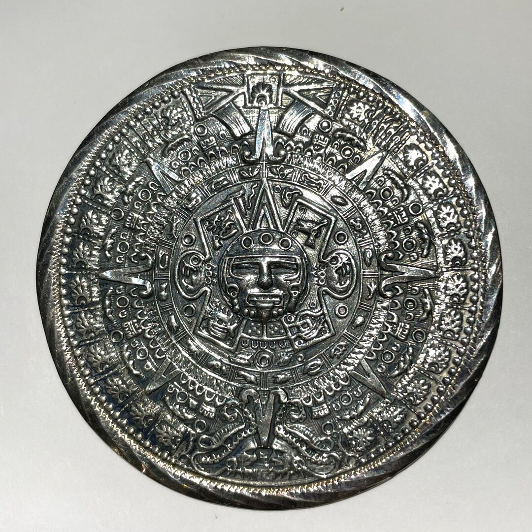 Rare 2.3 Large Vintage Taxco Aztec Sterling Silver Pin Mayan Brooch ...