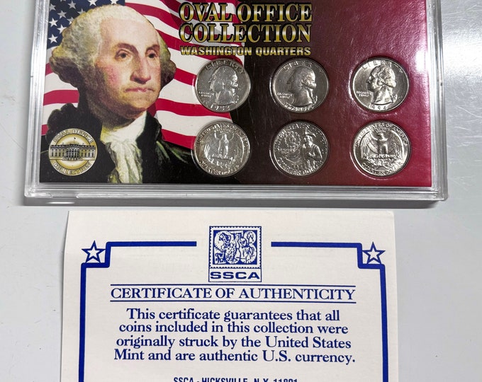 6pc Lot Washington Quarter Coin Set Oval Office Collection Coins ...