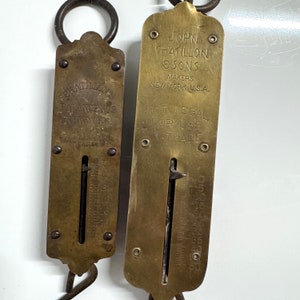2pc Lot Vintage NYC Hanging Antique Metal Chatillon Scale Set 1800s ...