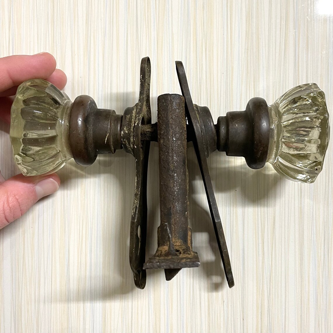 Vintage 6 1800s Antique Corbin Glass Doornob and Rusted Steel - Etsy