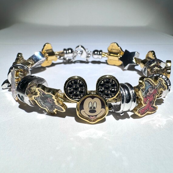 Rare Vintage Bradford Exchange Disney Charm Bracelet Mickey Mouse Adjustable Rhodium and 18k Gold Plated Item vc24094 Etsy