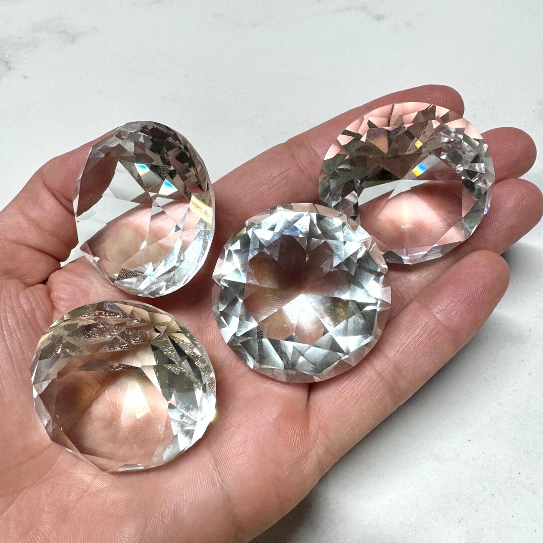 4pc Lot 1.6" Glass Diamond Paperweight Set Wholesale Collectible Medium ...