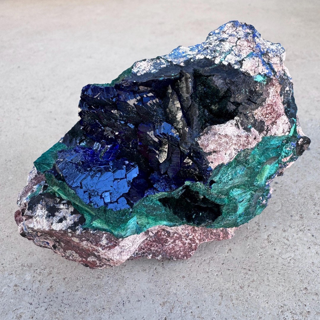 Rare 3.6” Museum Quality Large Azurite W/ Malachite Crystal Cluster ...