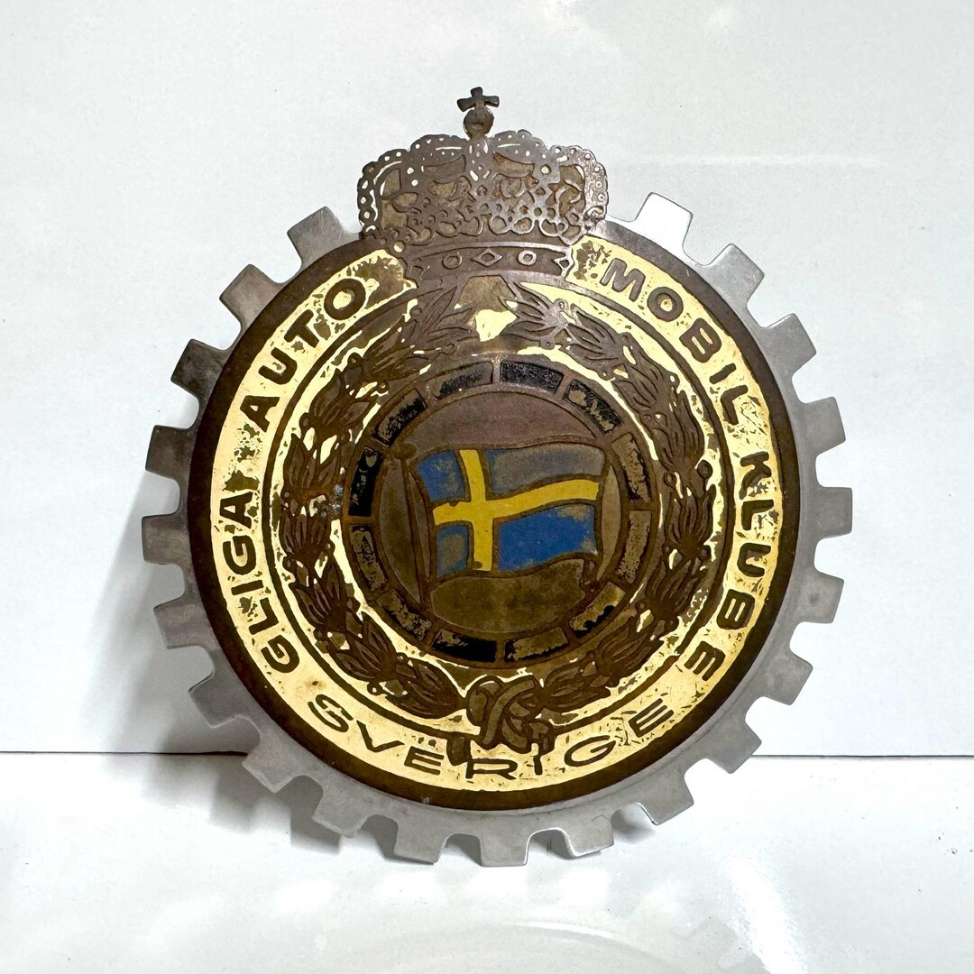 Vintage 3.5 Swedish Sverige Gliga Auto Mobil Klube Car Badge Auto Club ...