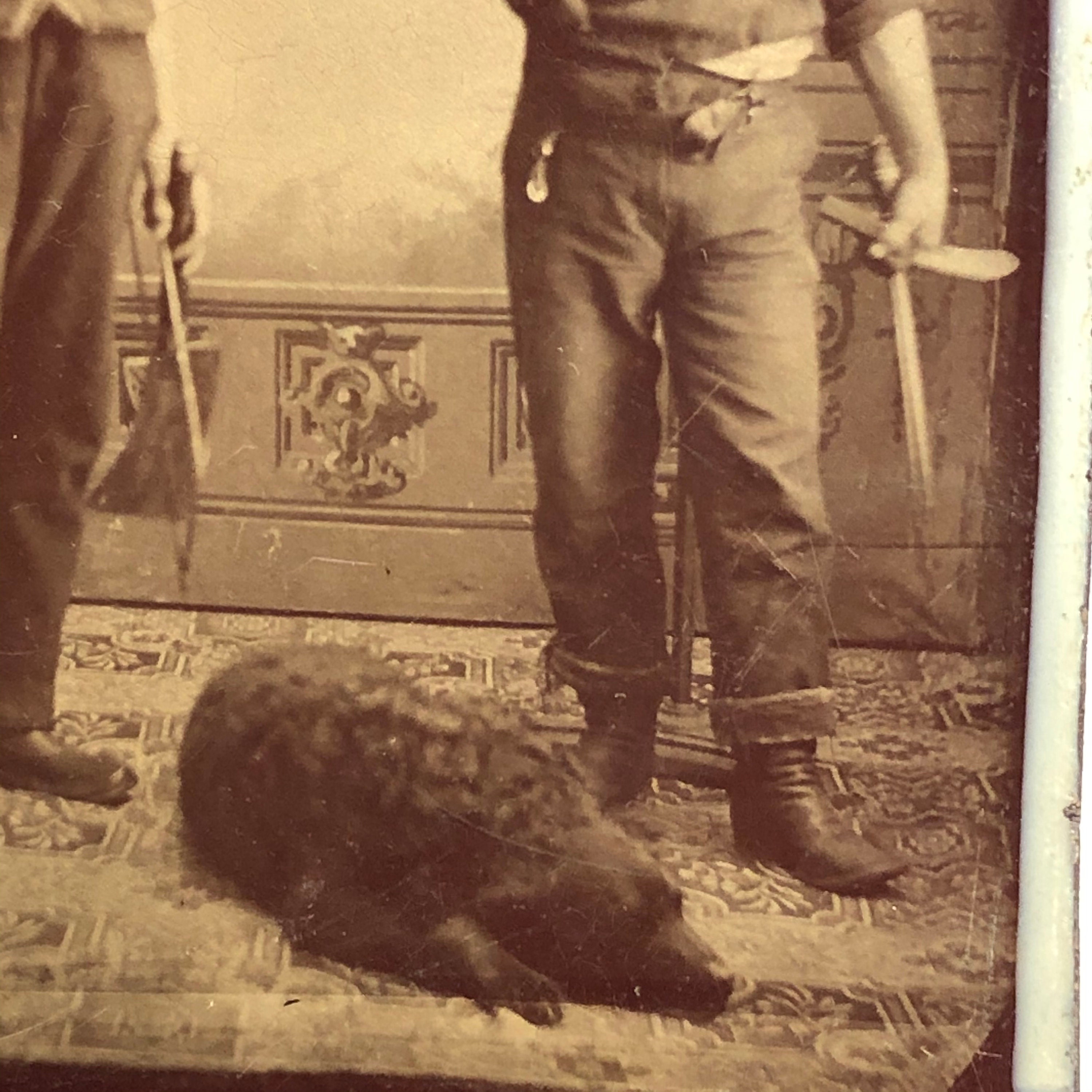 Rare Tintype Men with Knives Axe & Dog Crisp Details | Etsy