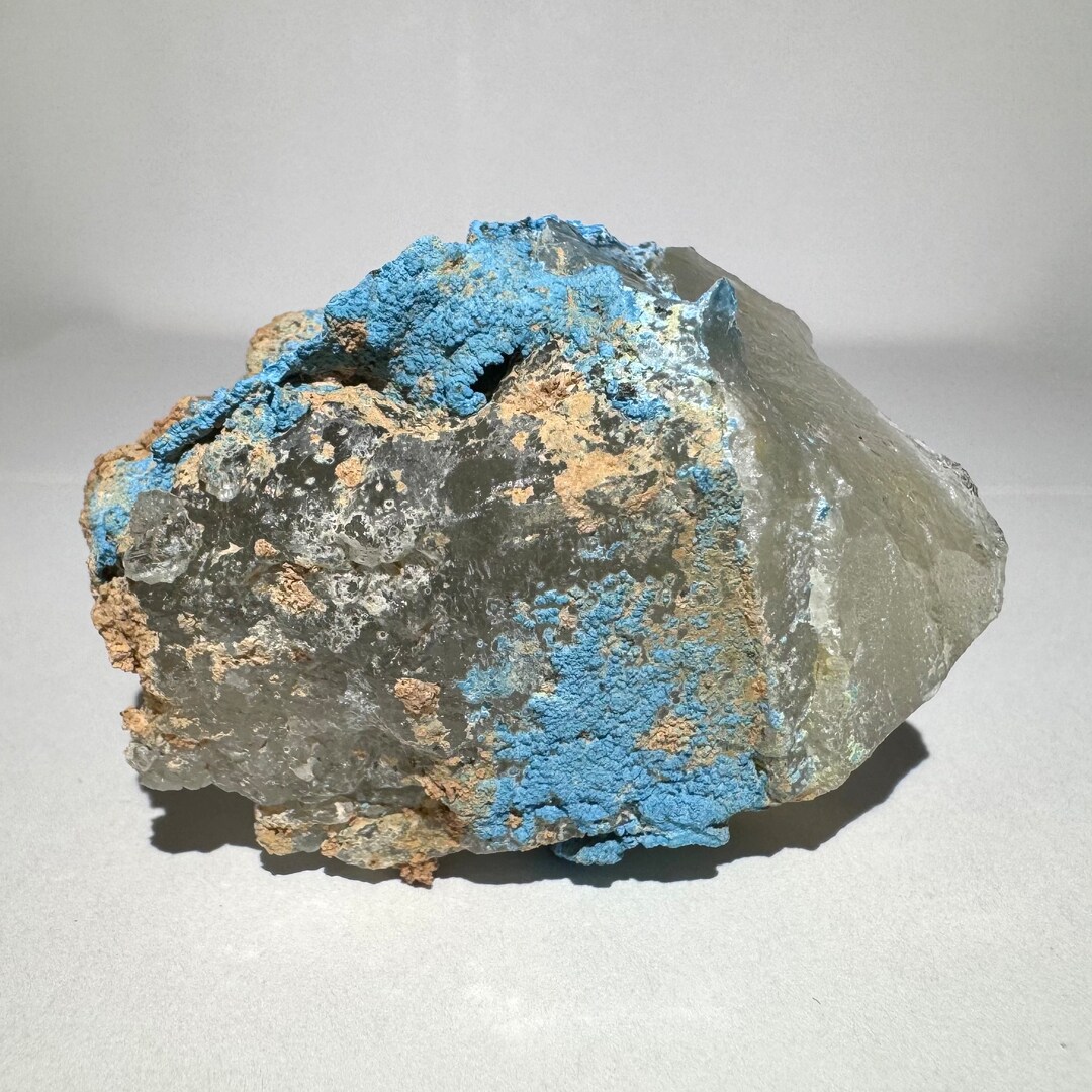 Beautiful 2” Blue Shattuckite on Rough Quartz Crystal 70g Mineral ...