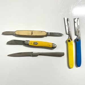 5pc Lot Vintage Collectible 1970s Pocket Knife Set Fishermans Toothpick ...