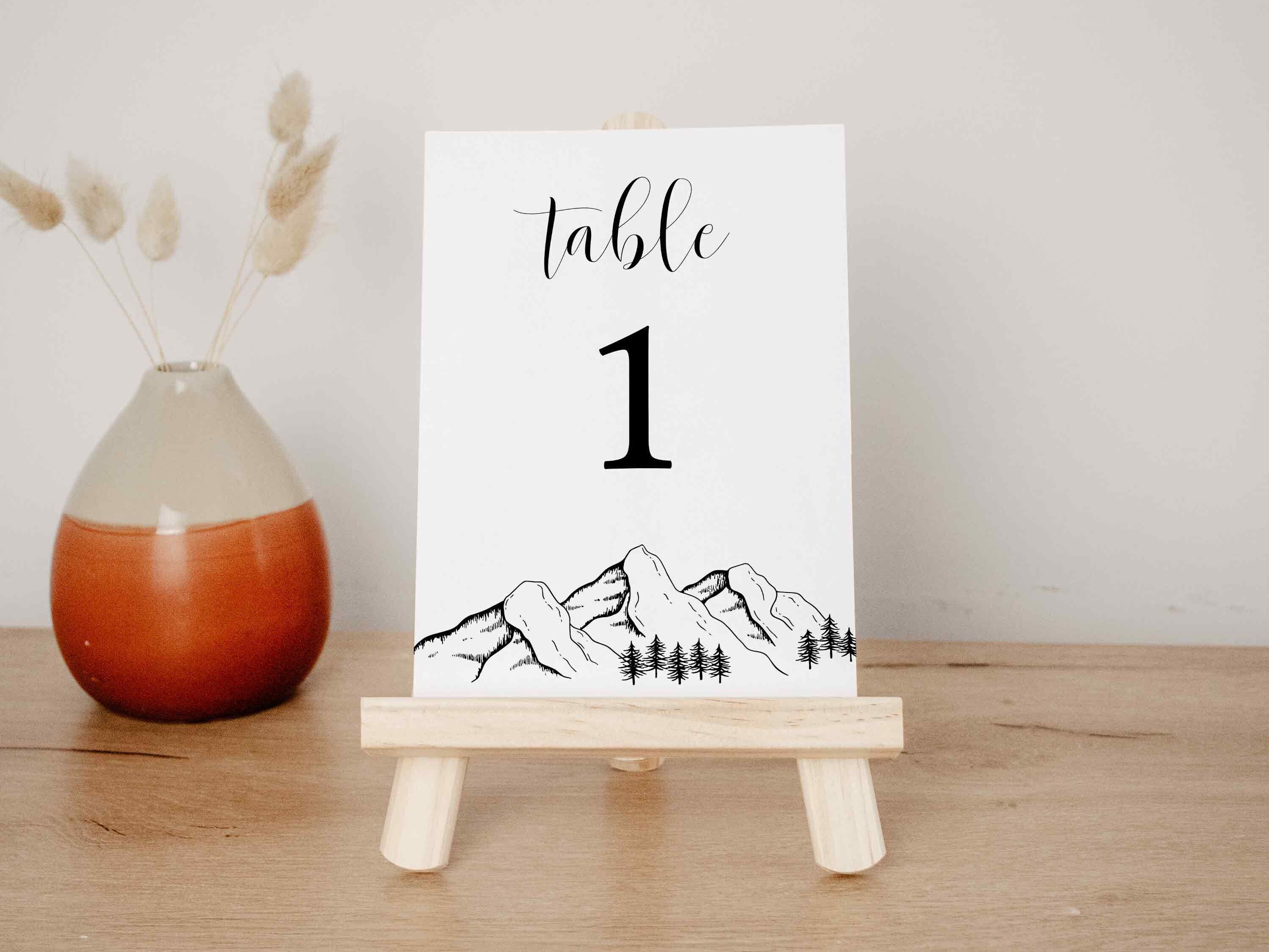 Mountain Sketch Table Number Cards, Mountain Table Decor, Printable ...