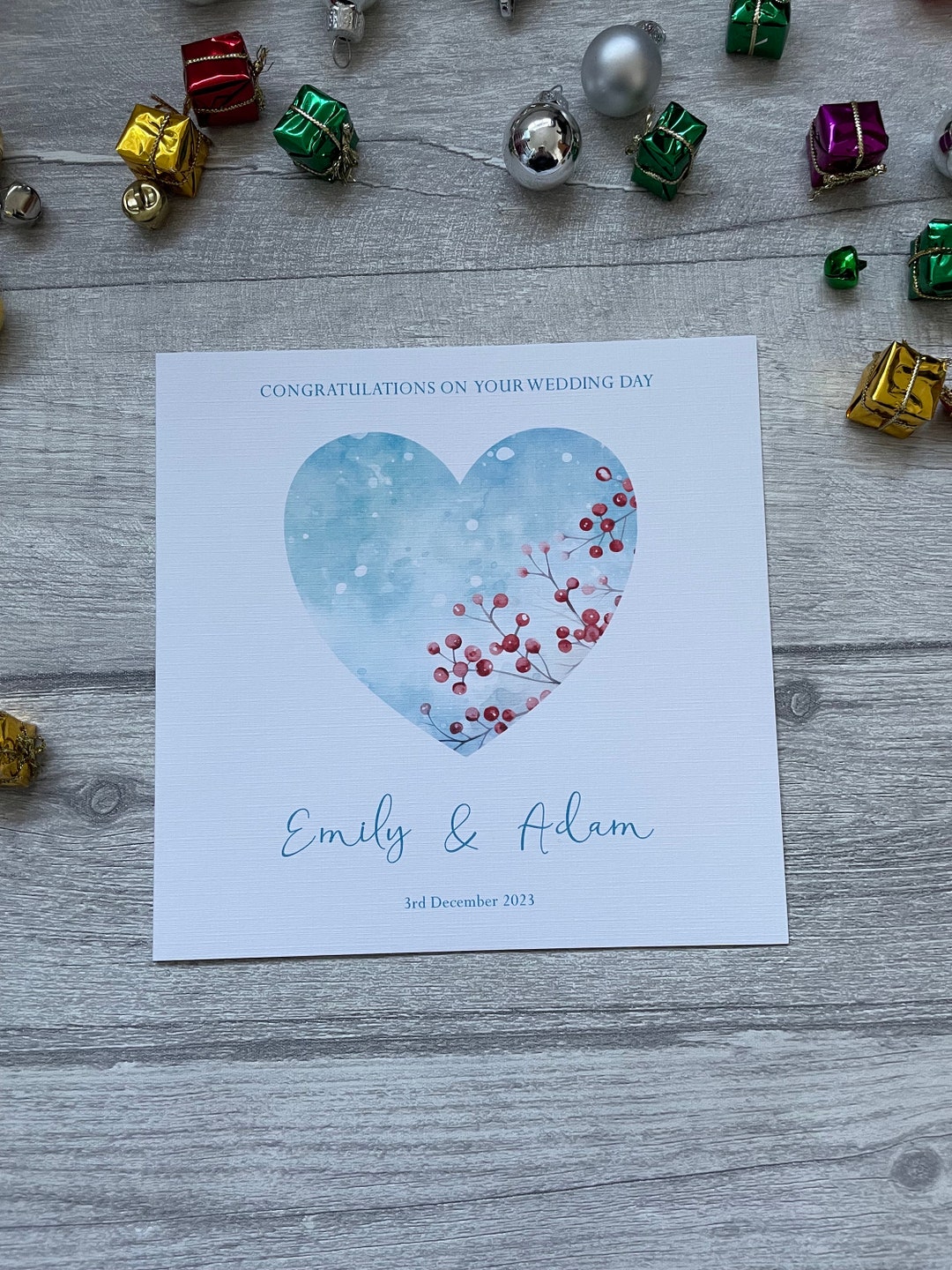 Personalised Winter Theme Wedding Card, Engagement Card, Heart Wedding ...