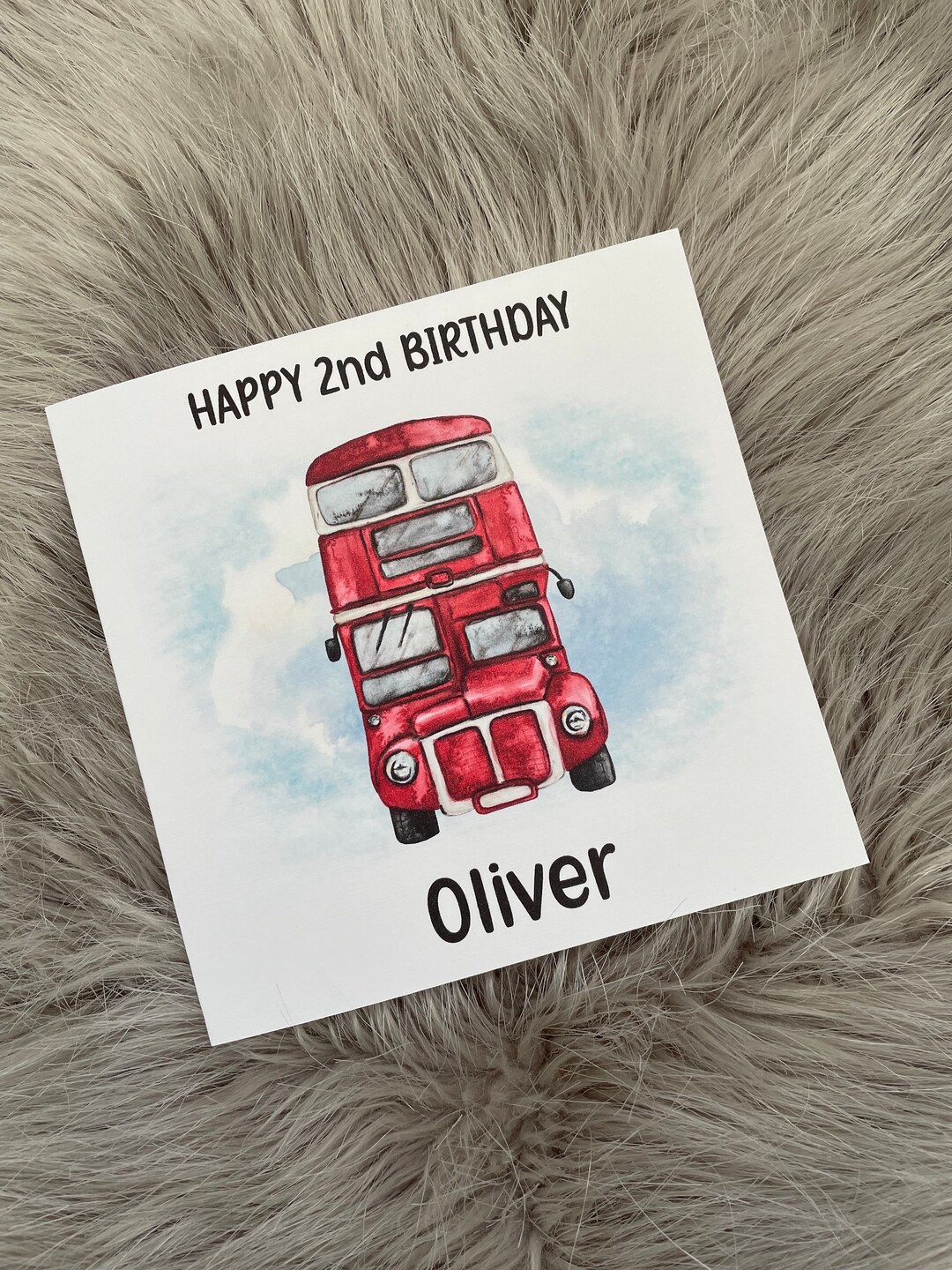 Personalised Bus Birthday Card, London, Watercolour, Son, Daughter ...