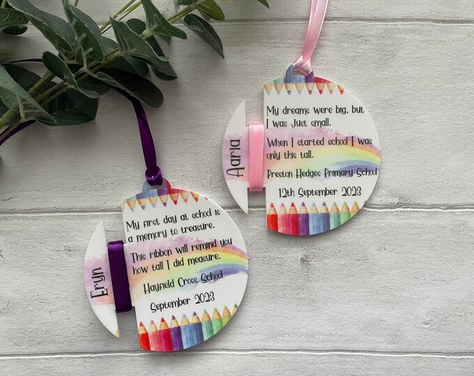 First Day at School Keepsake, Milestone Decoration, Ribbon Height ...