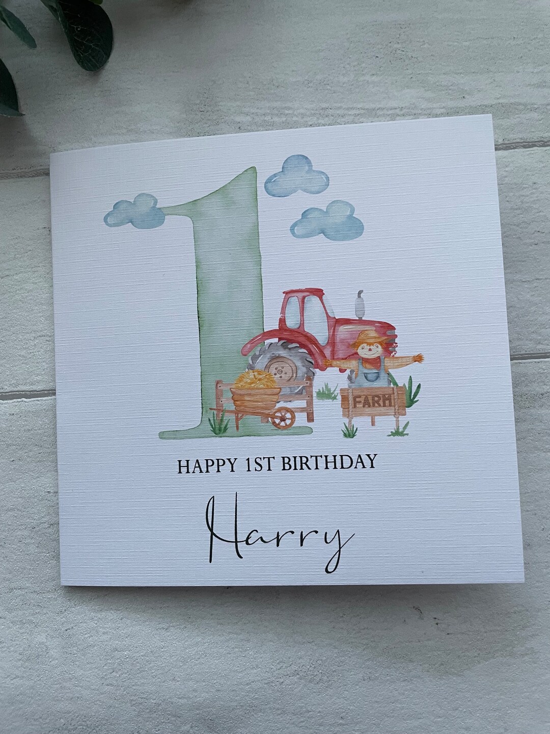 Personalized Tractor Birthday Card: Farm Scarecrow Age Card - Etsy