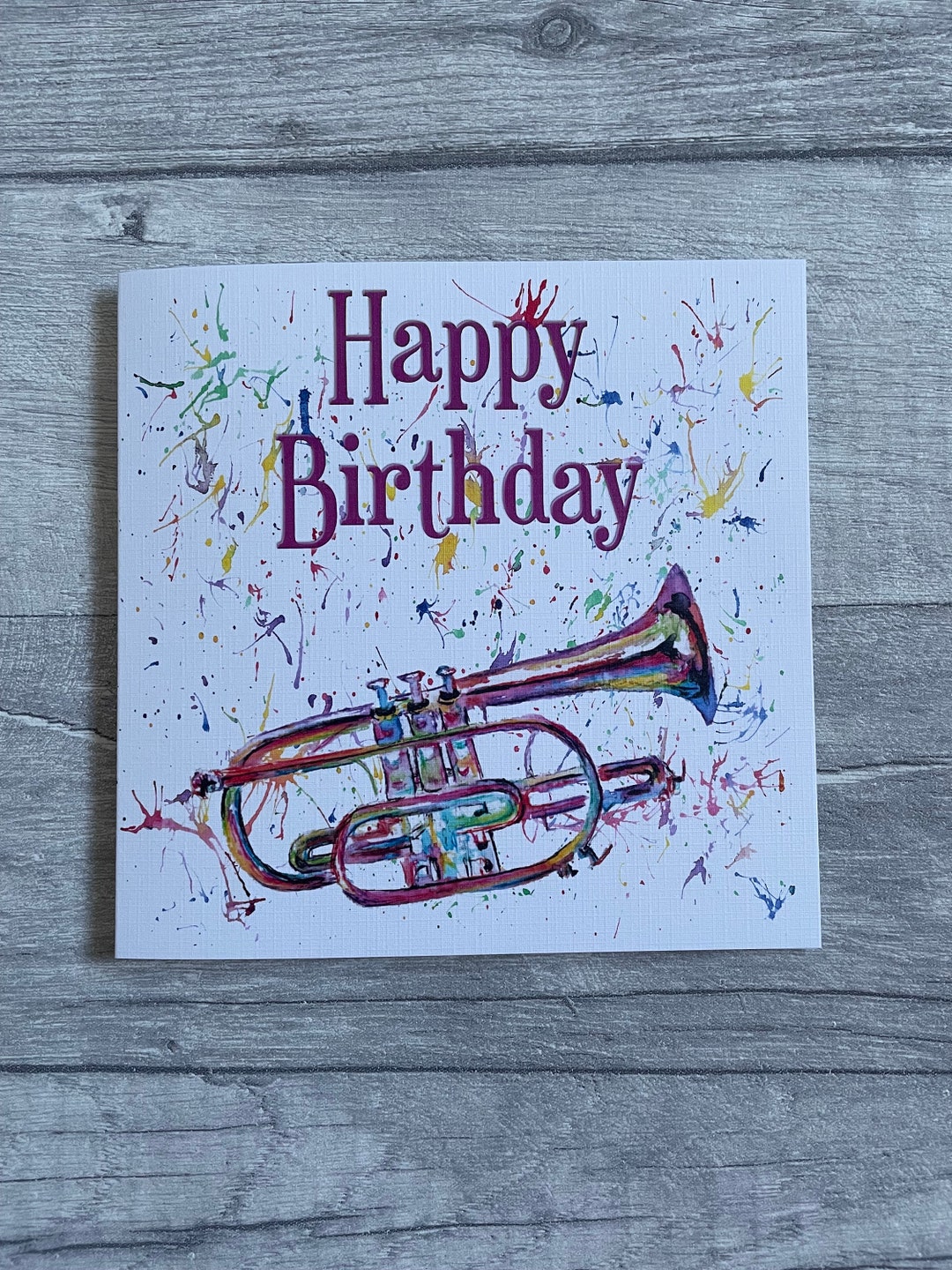 Watercolor Cornet Happy Birthday Card: Musician Brass Player - Etsy UK