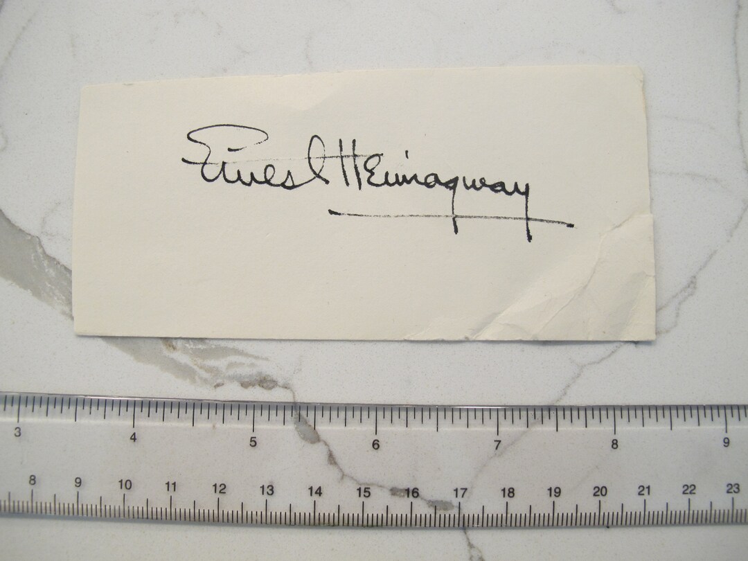 Ernest Hemingway HAND SIGNED Black Ink Autograph Signature Cut ...
