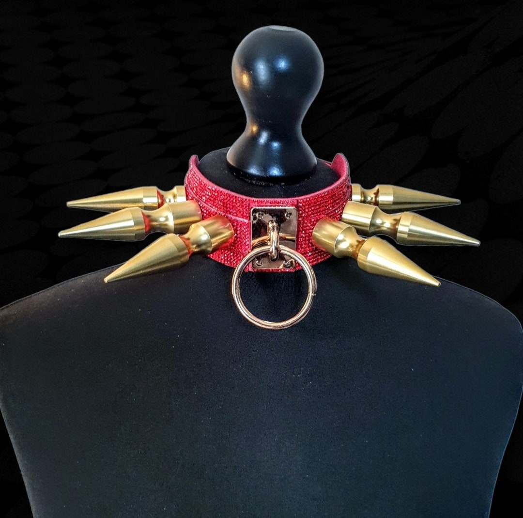Red Choker/goth Choker/spike Choker Collar/goth Choker/choker Big Spike ...