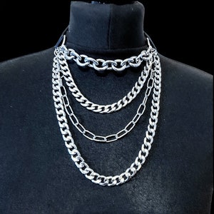 Heavy Stainless Steel Chains Choker/goth Necklace/chain Choker/goth ...