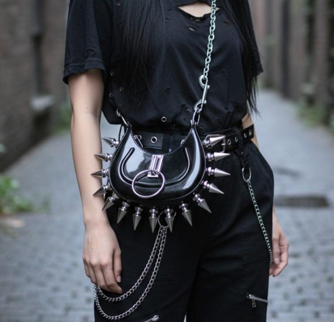 Goth Bag,small Pvc Cocktail, Spike Goth Shoulder Bag - Etsy
