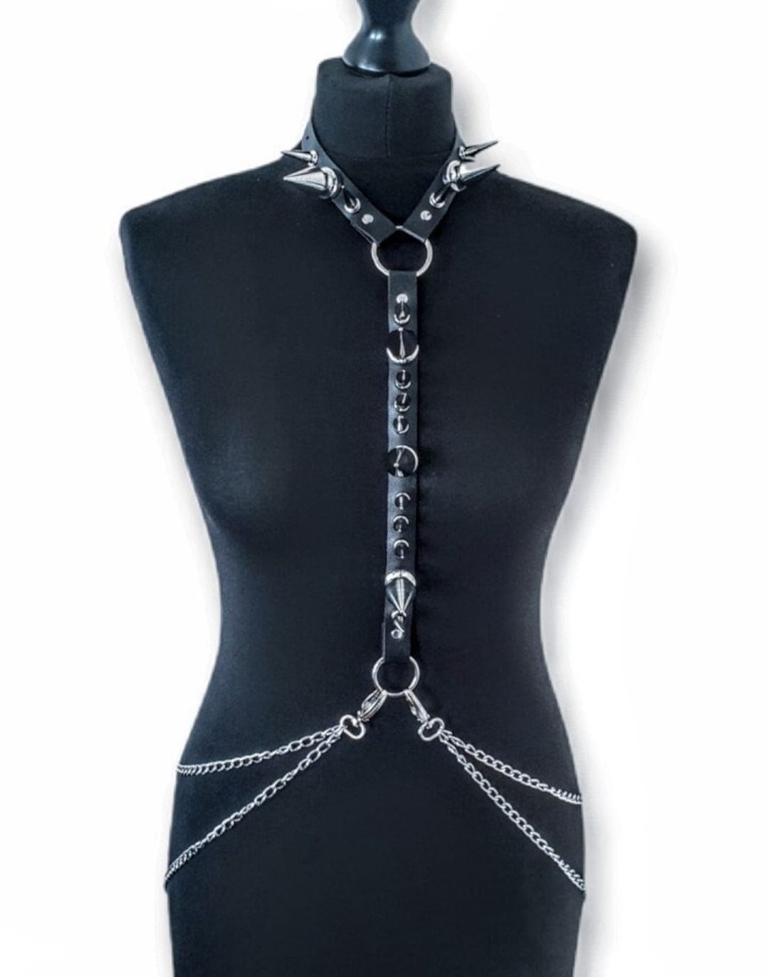 Gothic Körper Harness, Spike Halsband, Pu Leder Choker, Goth Choker ...