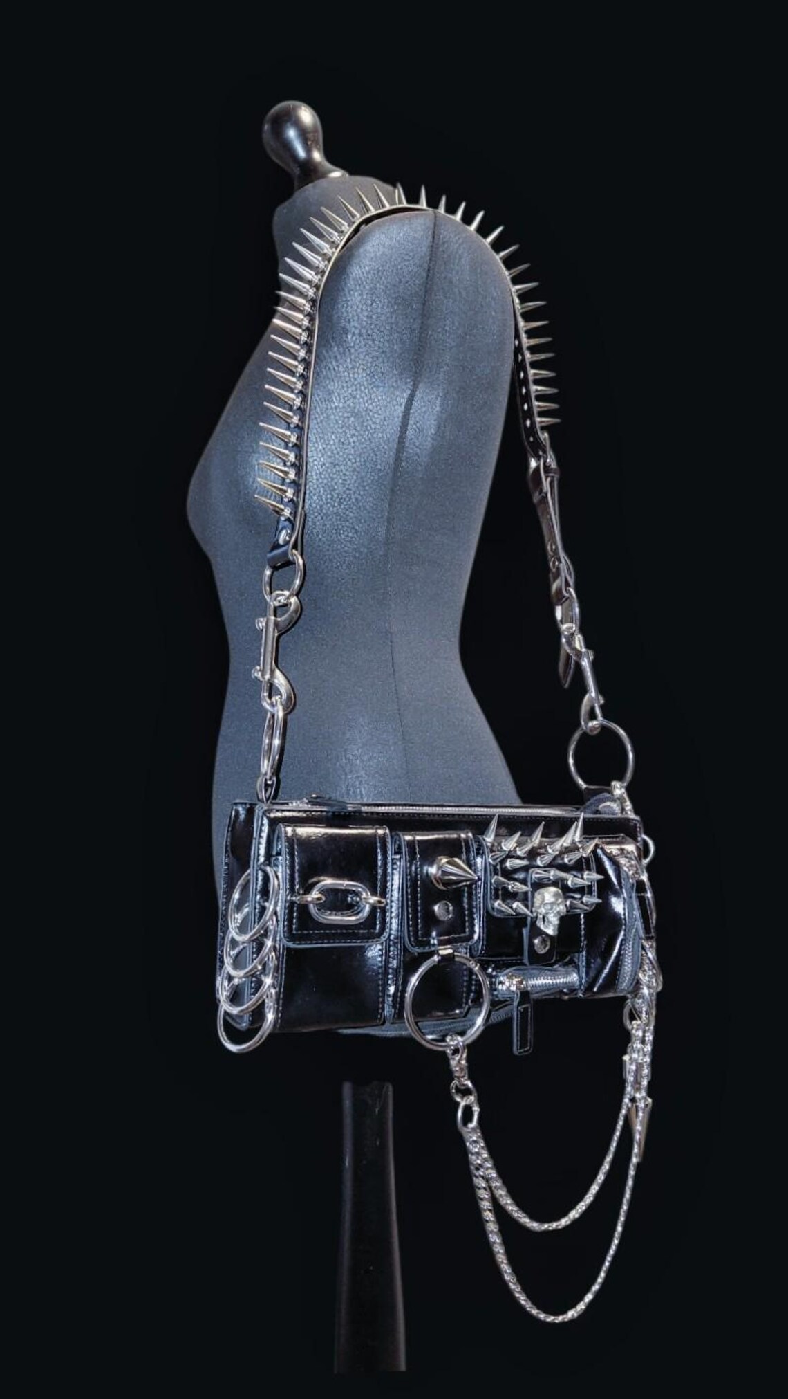Goth Shoulder Bag, Punk Rock Bag, Spike Bag, Skull Bag, Crossbody Bag ...