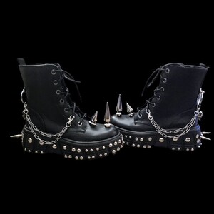 Goth Boots / Punk Platform Boots/ Spiked Goth Boot /knee Length Boots ...