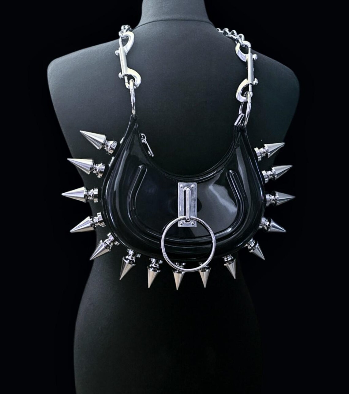 Goth Bag,small Pvc Cocktail, Spike Goth Shoulder Bag - Etsy