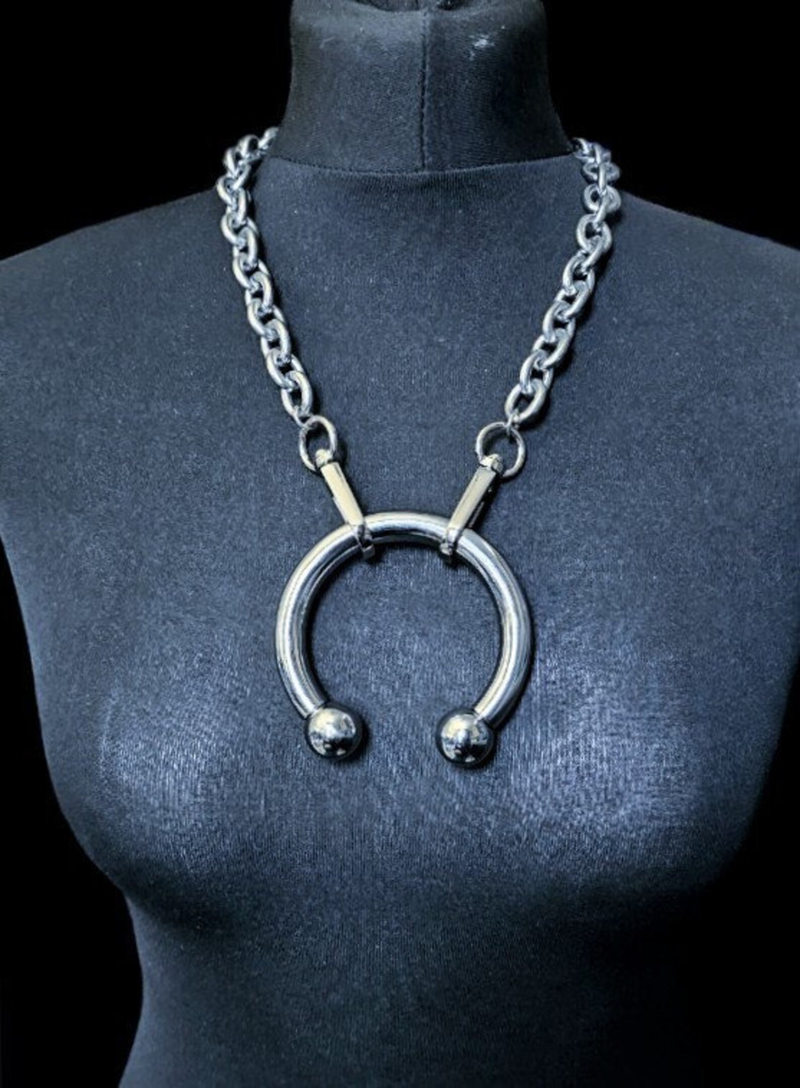 Horseshoe Barbell Necklace, Punk Rock Barbell Necklace, Horseshoe ...