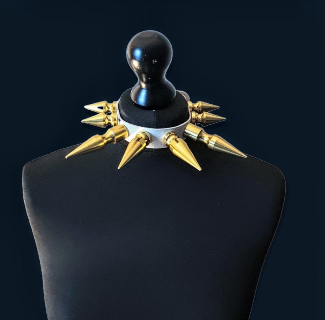 White Choker Collar/spike Choker/goth Choker Collar/giant Tree Spike ...