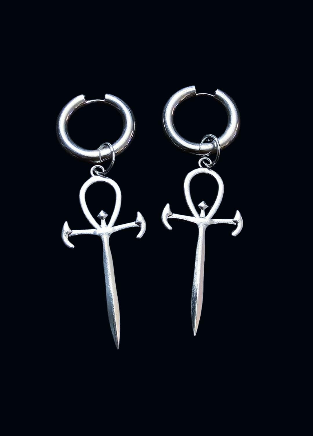 Vampire Ankh Earrings, Gothic Ankh Earrings - Etsy