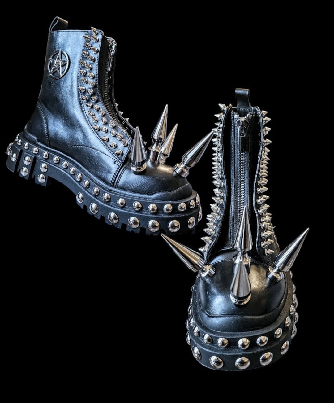 Goth Boots / Punk Platform Boots/unisex Spiked Goth Boot /mid Calf ...