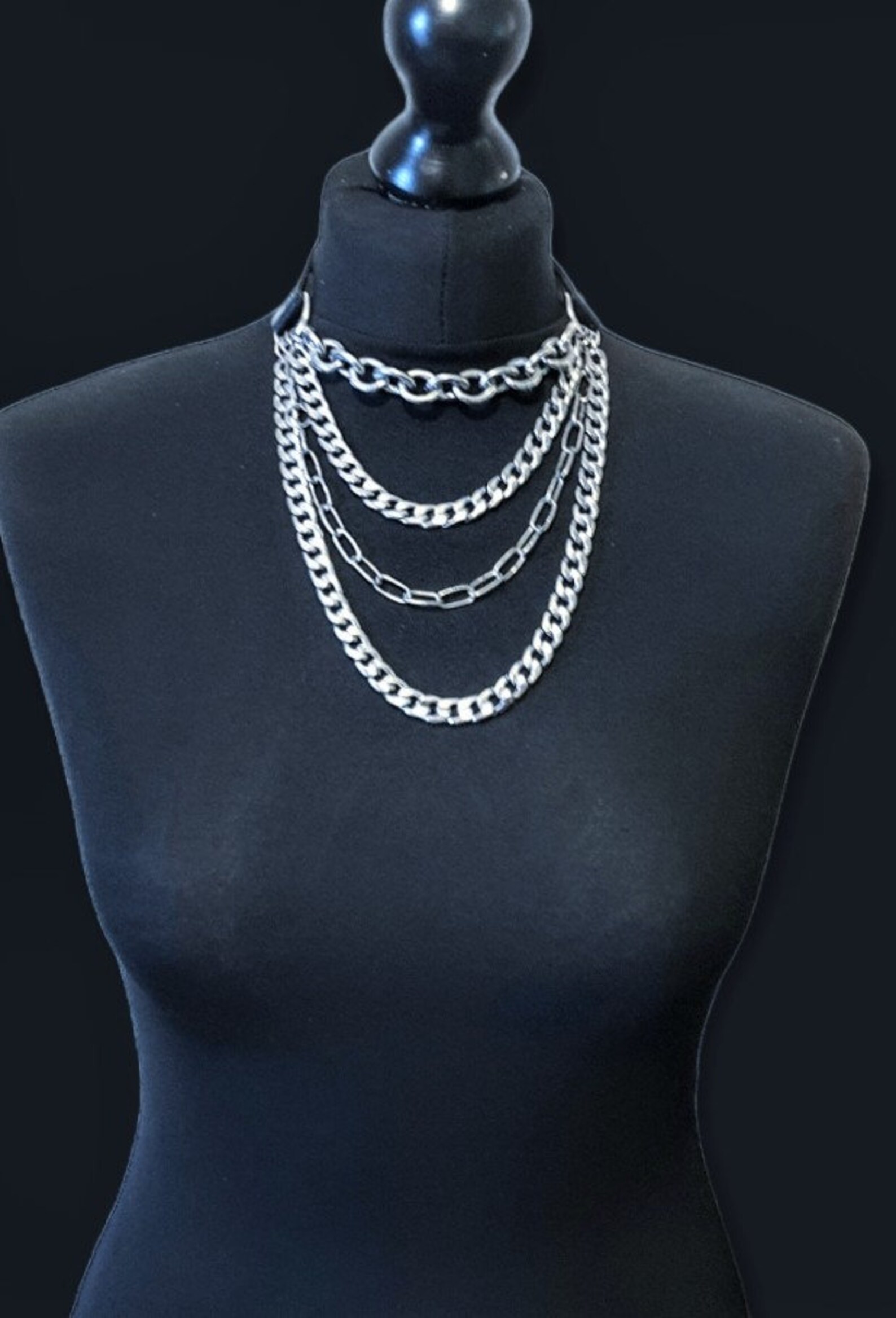 Heavy Stainless Steel Chains Choker/goth Necklace/chain Choker/goth ...