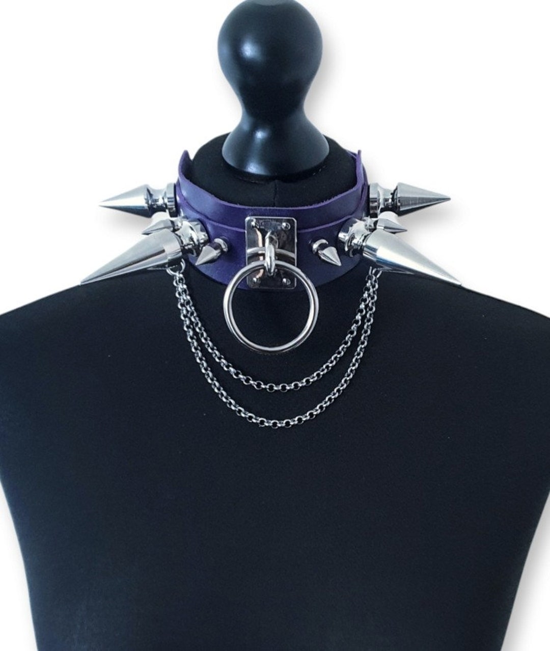 Lila Spike Halsband, PU Leder Halsband, Gothic Choker, Gain Spike ...