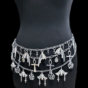 Ankh Waist Chain, Bat Belt, Bat Wings Belt ,goth Pentacle Belt, Chain ...