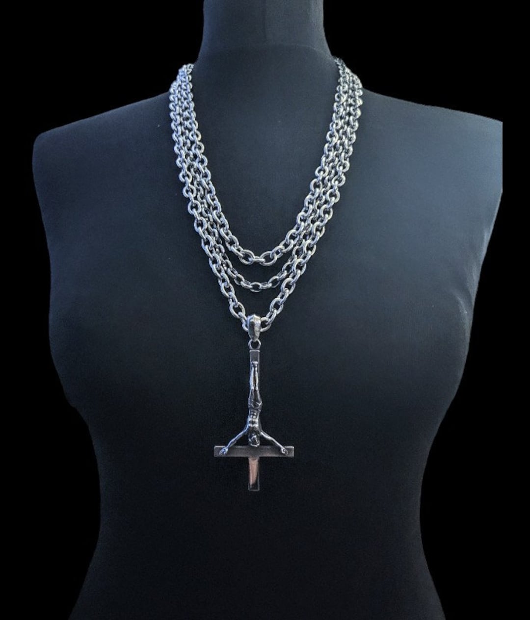 Inverted Crucifix Necklace, Stainless Steel Crucifix Necklace, Inverted ...