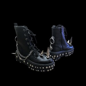 Goth Boots / Punk Platform Boots/ Spiked Goth Boot /knee Length Boots ...