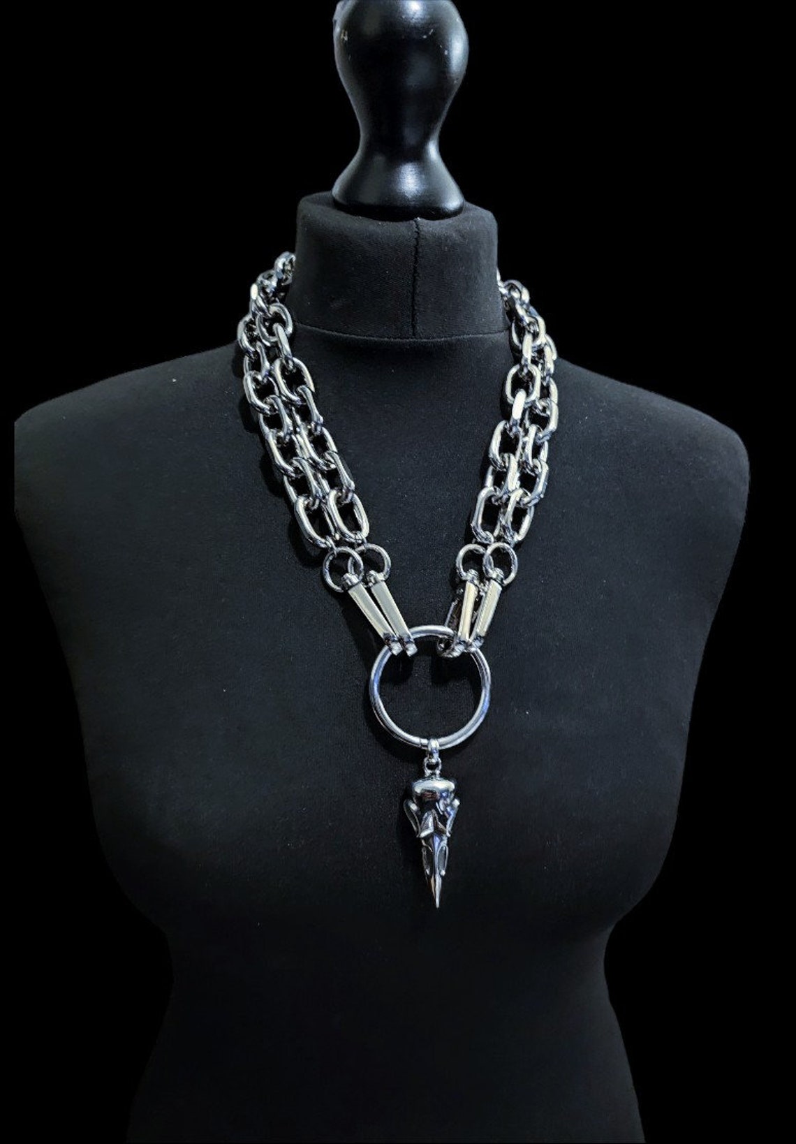Bird Skull Necklace, Stainless Steel Bird Skull Necklace, Croe Skull ...