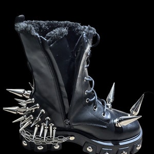 Goth Boots / Punk Platform Boots/ Spiked Goth Boot /knee Length Boots ...