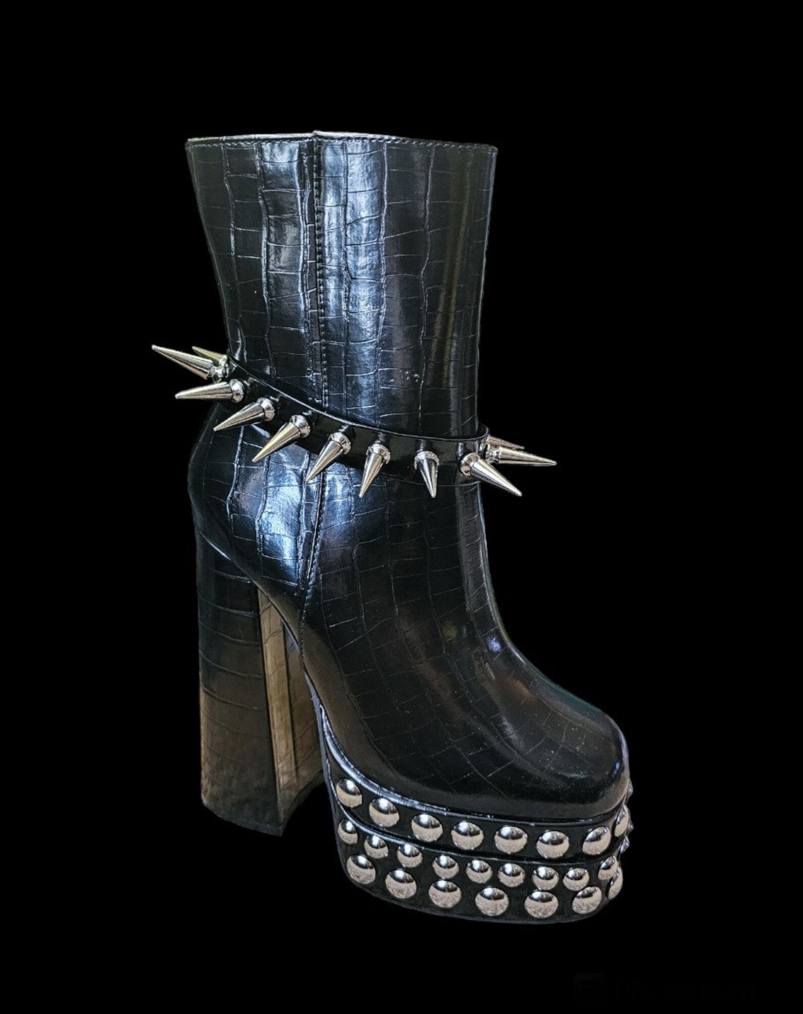 Goth Boots / Punk Platform Boots/ Spiked Goth Boot /knee Length Boots ...