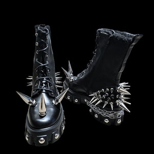 Goth Boots / Punk Platform Boots/ Spiked Goth Boot /knee Length Boots ...