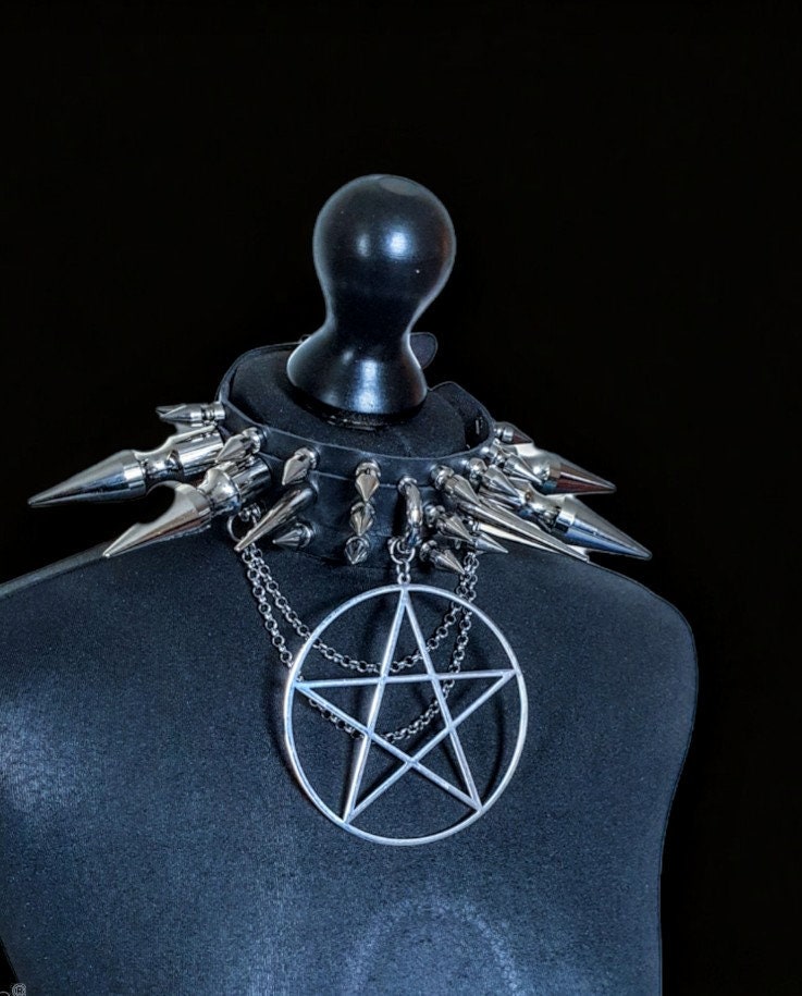 Pentacle Gaint Spike Chokers Spike Choker Spiked Collar - Etsy