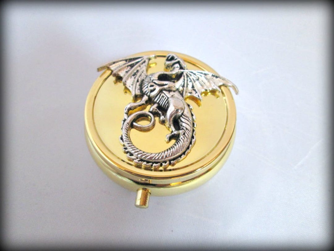 Golden Pill Case,dragon Pill Box ,sea Creature Pill Case, Gothic Pill ...