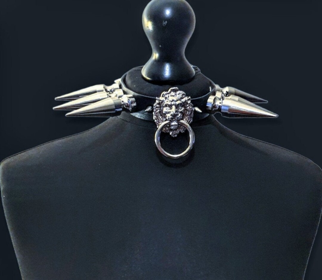 Lion Head Choker, Goth Choker,gaint Spike Chokers - Etsy
