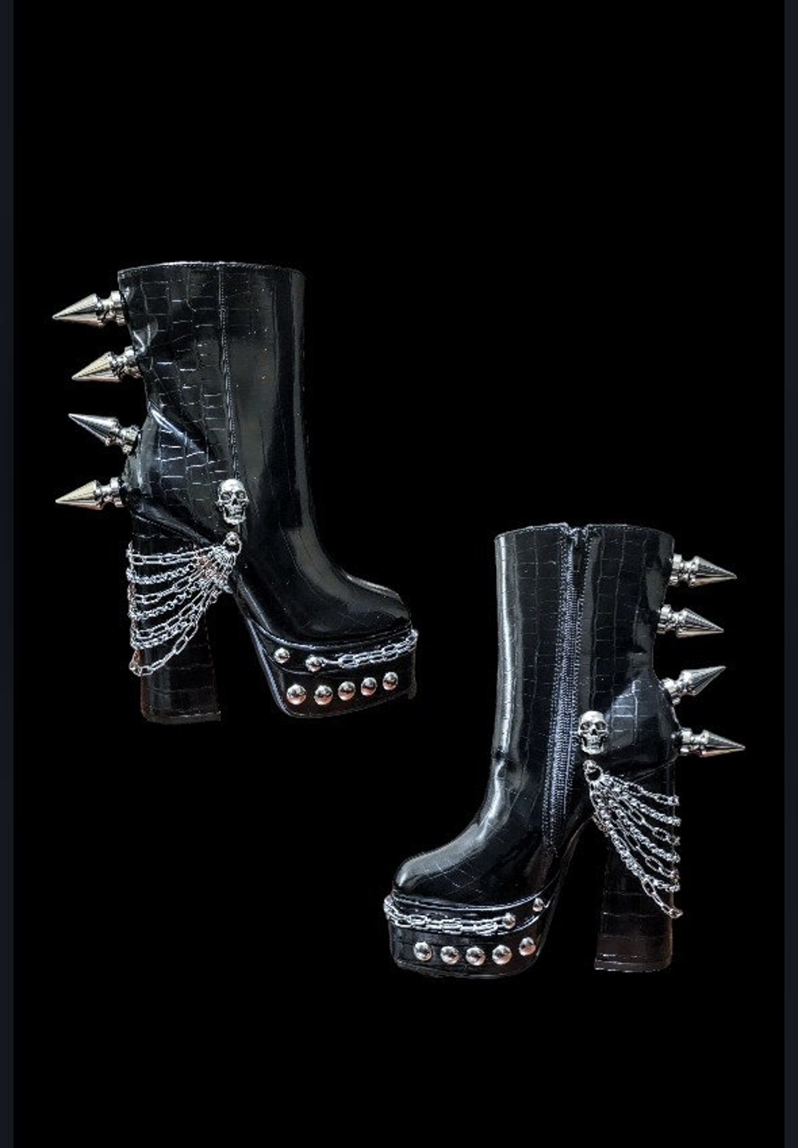 Goth Boots / Punk Platform Boots/ Spiked Goth Boot /knee Length Boots ...