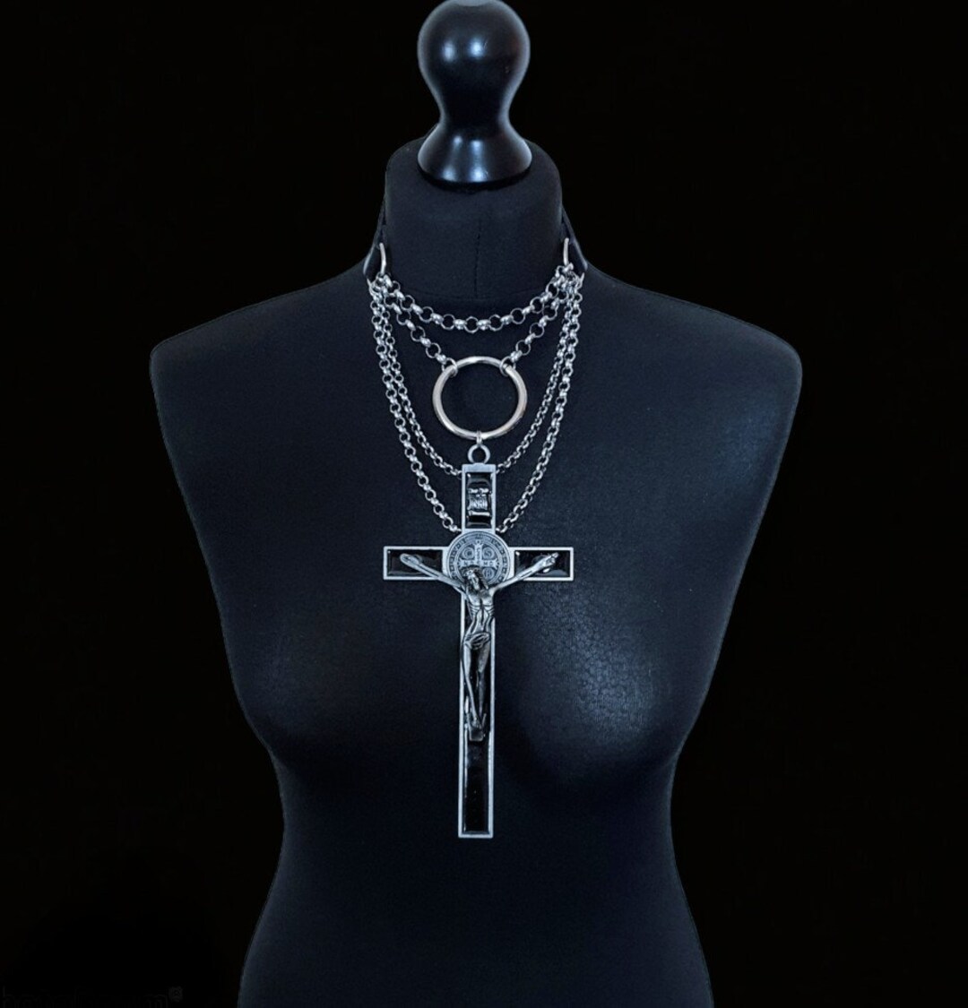 Crucifix Necklace/goth Necklace/cross Choker/goth Collar/crucifix Goth ...