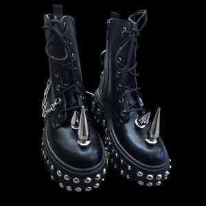 Goth Boots / Punk Platform Boots/ Spiked Goth Boot /knee Length Boots ...