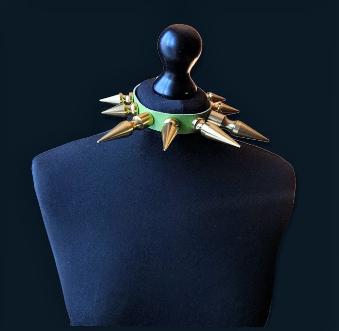 Green Spike Choker Collar/gold Spike Choker/goth Choker Collar/giant ...